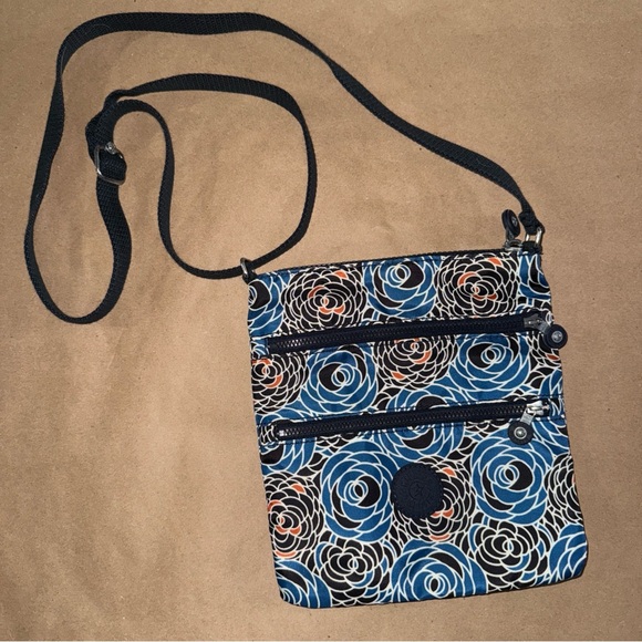 Kipling | Bags | Kipling Blue And Orange Floral Crossbody Bag | Poshmark